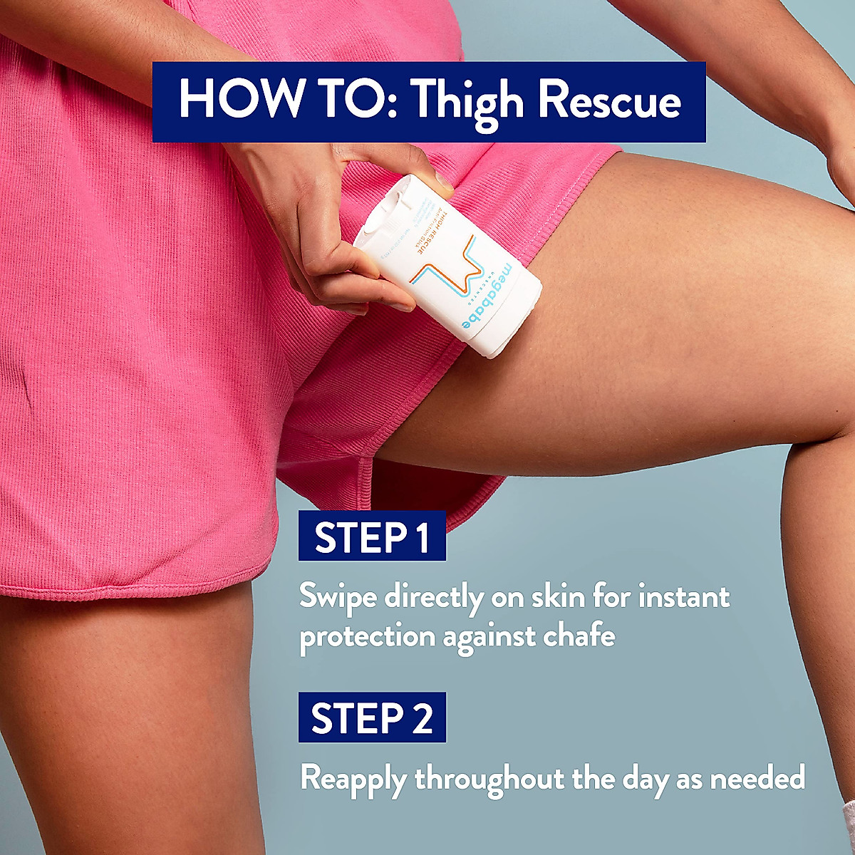 Megababe Thigh Rescue Anti-Chafe Stick | Prevents Skin Chafe & Irritation | Thighs, arms, bra-lines & more | 2.12oz - Unscented