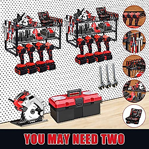 ZJTL Power Tool Organizer Shelf,Heavy Duty Power Tool Holder,Drill Holder Wall Mount,Electric Drill Storage Rack with Black