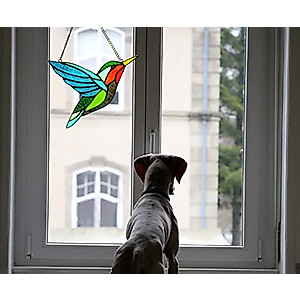 2 Pack Hummingbird Stained Glass Birds Window Hangings, Stained Glass Decorations,Bird Suncatcher for Window Decor Hummingbird Gifts for Mom,Bird Lovers
