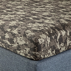 Eikei Camouflage Bedding Sheet Set 100% Cotton Militarily Style Bedroom Inspired Army Minimalist Camo Campaign Green Khaki Olive (Twin)