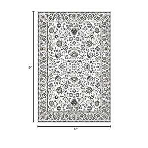 Boho Vintage Area Rug - 6x9 Large Washable Living Room Rug Ultra-Thin Non-Slip Non-Shedding Print Floor Carpet for Bedroom Home