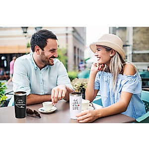 Wedding Anniversary for Couple Friend Lovers Cups Stainless Steel Wine Tumbler Travel Mug with Straw and Lid,2 Pack (4.blackwhite)