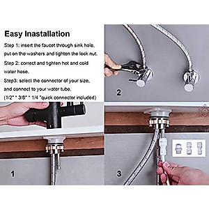 GICASA Kitchen Faucet, Commercial 3 in 1 Spring Black Kitchen Faucet, High Arc Single Hole Pull Down Sprayer Kitchen Sink Faucet, RO System Water Filter Faucet Integrated into Kitchen Faucet