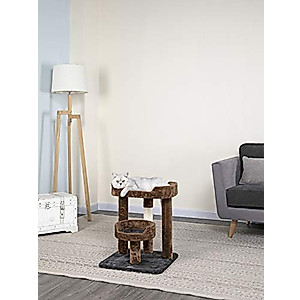 Go Pet Club 23" Cat Tree Scratcher Kitty Condo Kitten Furniture with Two Elevated Perch Beds and Large Base for Indoor Cats, Brown/Black