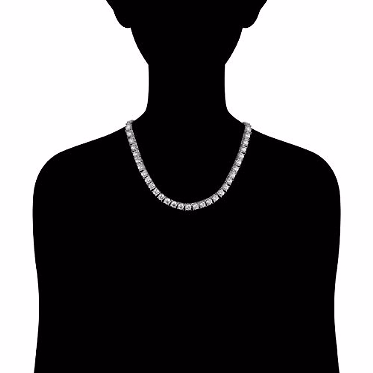 Amazon Essentials Platinum Plated Sterling Silver Tennis Necklace set with Round Cut Infinite Elements Cubic Zirconia (5 mm), 17", (previously Amazon Collection)