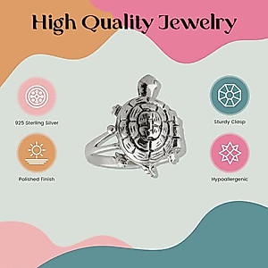 FashionJunkie4Life Sterling Silver Turtle Ring | Size 7 Poison Ring with Secret Compartment | Poison Pillbox Turtle Ring for Women & Men