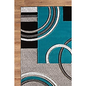 GLORY RUGS Area Rug Modern 5x7 Turquoise Soft Hand Carved Contemporary Floor Carpet with Premium Fluffy Texture for Indoor Living Dining Room and Bedroom Area