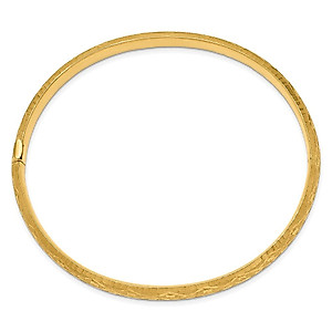 Diamond2Deal Solid 14k Yellow Gold Diamond-cut Hinged Women Bangle