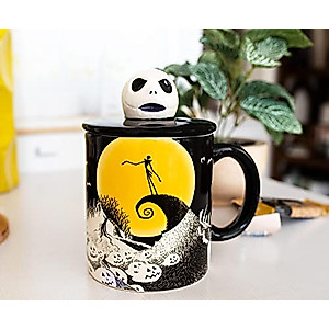 Disney The Nightmare Before Christmas Jack Skellington Spiral Hill 18-Ounce Ceramic Mug With Sculpted Lid