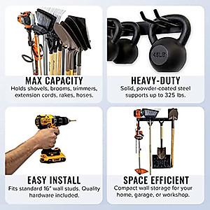 StoreYourBoard BLAT Tool Storage Rack, Garage Wall Organizer, Garden Tools, Shovels, Rakes, Brooms, Holds 250 lbs