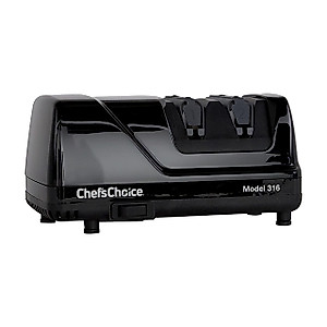 Chef'sChoice 316 Diamond Hone Knife Sharpener for 15-Degree Knives with Precision Guides to Sharpen Straight and Fine Edge Knives, 2-Stage, Black