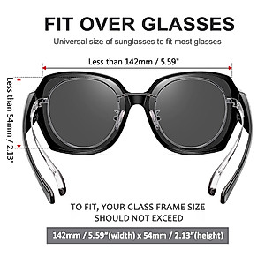 Paukis Over Glasses Sunglasses for Women, Square Oversized Sun Glasses Cover Fit Over Glasses TR90 Black Frame, Polarized UV Protection