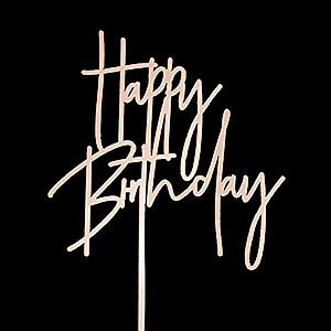 Happy Birthday Cake Topper, Acrylic Birthday Party Decorations Celebrations, Mirror Rose Gold