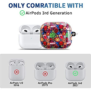 Auto Element Anime Super Hero Character Soft TPU Airpods 3rd Generatio Case，with Cartoon Anime Lanyard Keychain，Suitable Fashion Man Women Girl Airpods 3rd Case