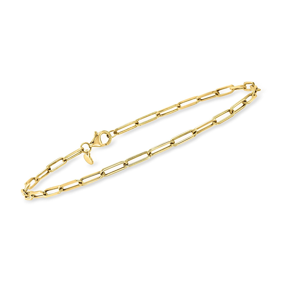 RS Pure by Ross-Simons Italian 14kt Yellow Gold Paper Clip Link Anklet. 9 inches
