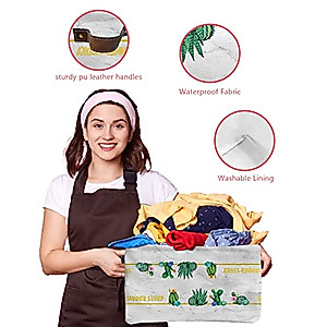 Storage Bins Marble Texture Oasis Cactus Storage Box Foldable Storage Basket for Shelves Storage Cubes Bin for Organizing Closet Nursery Toy Organizers with Handles