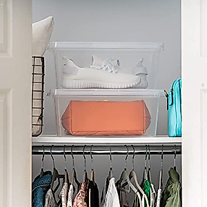 IRIS USA 15 Qt Clear Storage Box, BPA-Free Plastic Stackable Bin with Lid, 4 Pack, Containers to Organize Shoes and Closet Shelves, Classroom Organization Teacher Tools, Game Storage