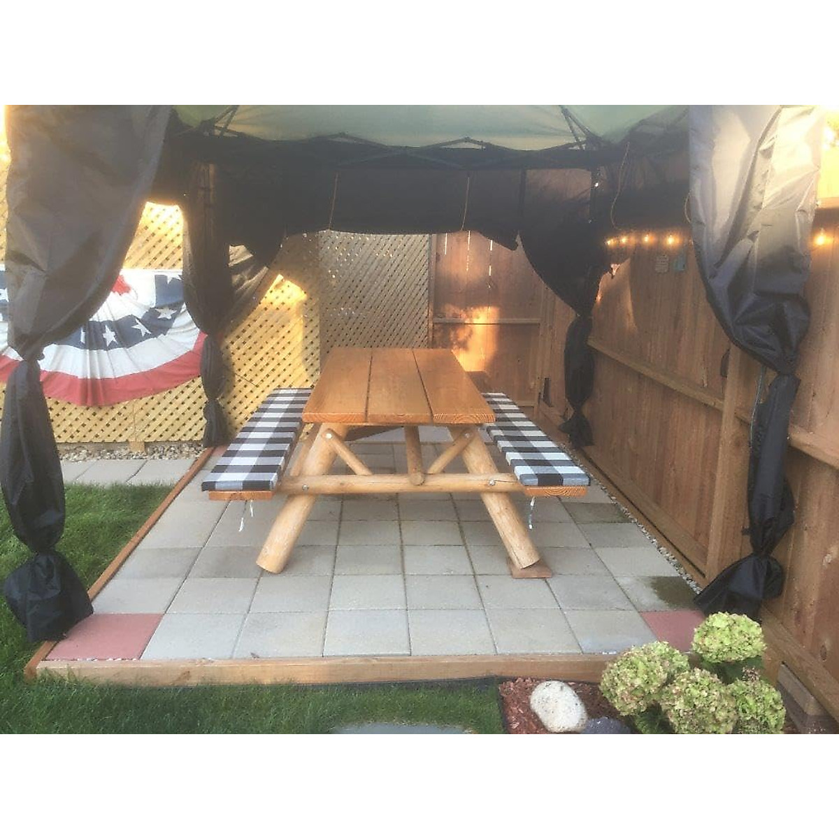 Jininworl Custom Size Bench Cushion, Checkered Gingham Plaid Pattern, High Resilience Upholstery Foam Long Chair Cushion Sofa Pads Outdoor/Indoor Patio Furniture (Black and White, Custom Size)