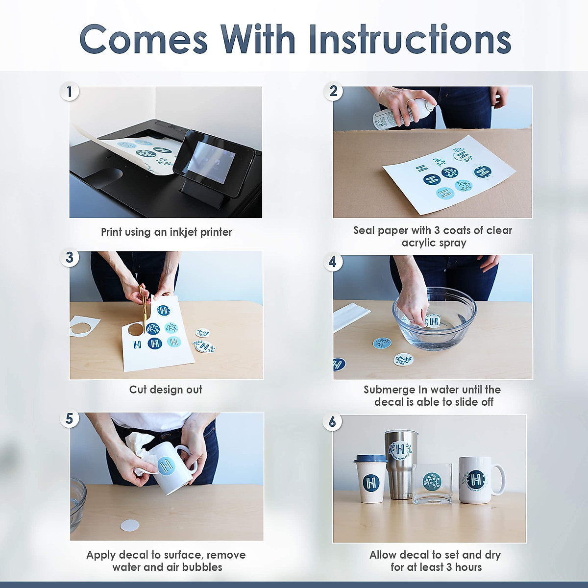 Hayes Paper, Waterslide Decal Paper INKJET CLEAR 20 Sheets Premium Water-Slide Transfer Transparent Printable Water Slide Decals A4 Size