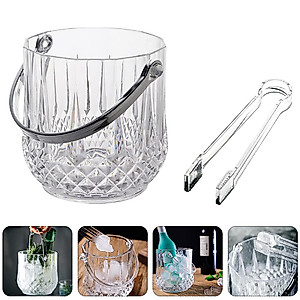 DOITOOL Champagne Bucket with Handle and Ice Tong - Wine Cooler Bucket Clear Ice Buckets for Parties - Portable Wine Chiller Bucket Acrylic Ice Bucket for Champagne or Beer Bottle