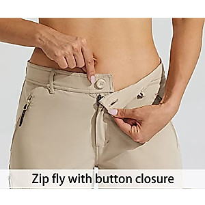 Willit Women's 10" Hiking Golf Long Shorts Quick Dry Athletic Outdoor Summer Shorts with Pockets Khaki Size 10