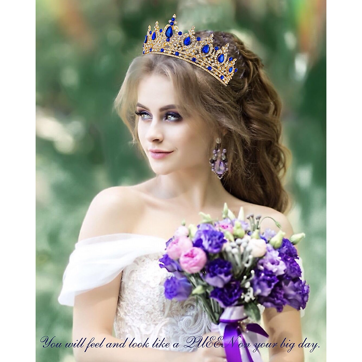 TOBATOBA Blue Crown Blue Tiaras for Women, Crystal Royal Queen Crown Rhinestone Princess Tiara, Blue Bridal Tiara Wedding Tiaras for Bride, Quinceanera Headpieces for Birthday Prom Pageant Cosplay