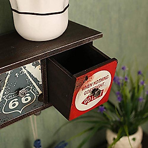 PIBM Stylish Simplicity Shelf Wall Mounted Floating Rack Shelves Solid Wood Retro Storage Hook up Coffee Shop Clothing Store,4 Drawers, a , 44X11.5X19CM