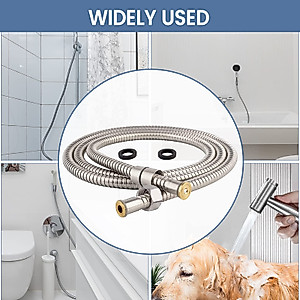 YDmeet Shower Head Holder and 71 Inch Shower Head Hose for Handheld, All Metal, Brushed Nickel