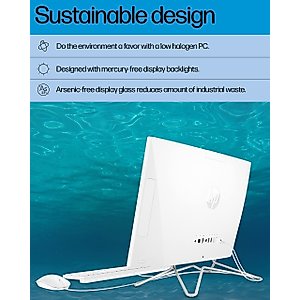 HP All-in-One PC Desk Computer, 21.5" Full HD Micro-Edge Display, AMD Ryzen 3 Processor, AMD Radeon Graphics, 8GB SDRAM, 256GB SSD, Windows11 Home OS, Bluetooth, and Wi-Fi (22-dd0032) (Renewed)
