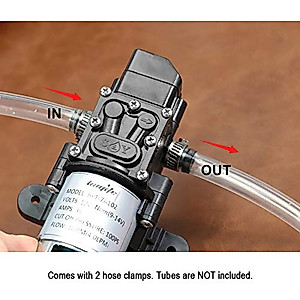 bayite 12V DC Fresh Water Pressure Diaphragm Pump with Hose Clamps Self Priming Sprayer Pump with Pressure Switch 4 L/Min 1.0 GPM 80 PSI for RV Camper Marine Boat