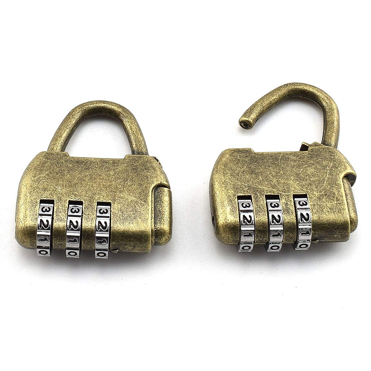 SDTC Tech 2-Pack Mini Antique Password Padlock Retro Vintage Style Handbag Shape Bronze Locks