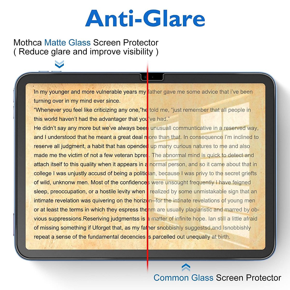 Mothca Matte Glass Screen Protector for iPad 10th Generation (2022, 10.9-inch) Anti-Glare & Anti-Fingerprint HD Tempered Glass Shield Film with Alignment Frame, No Dazzling, Smooth as Silk