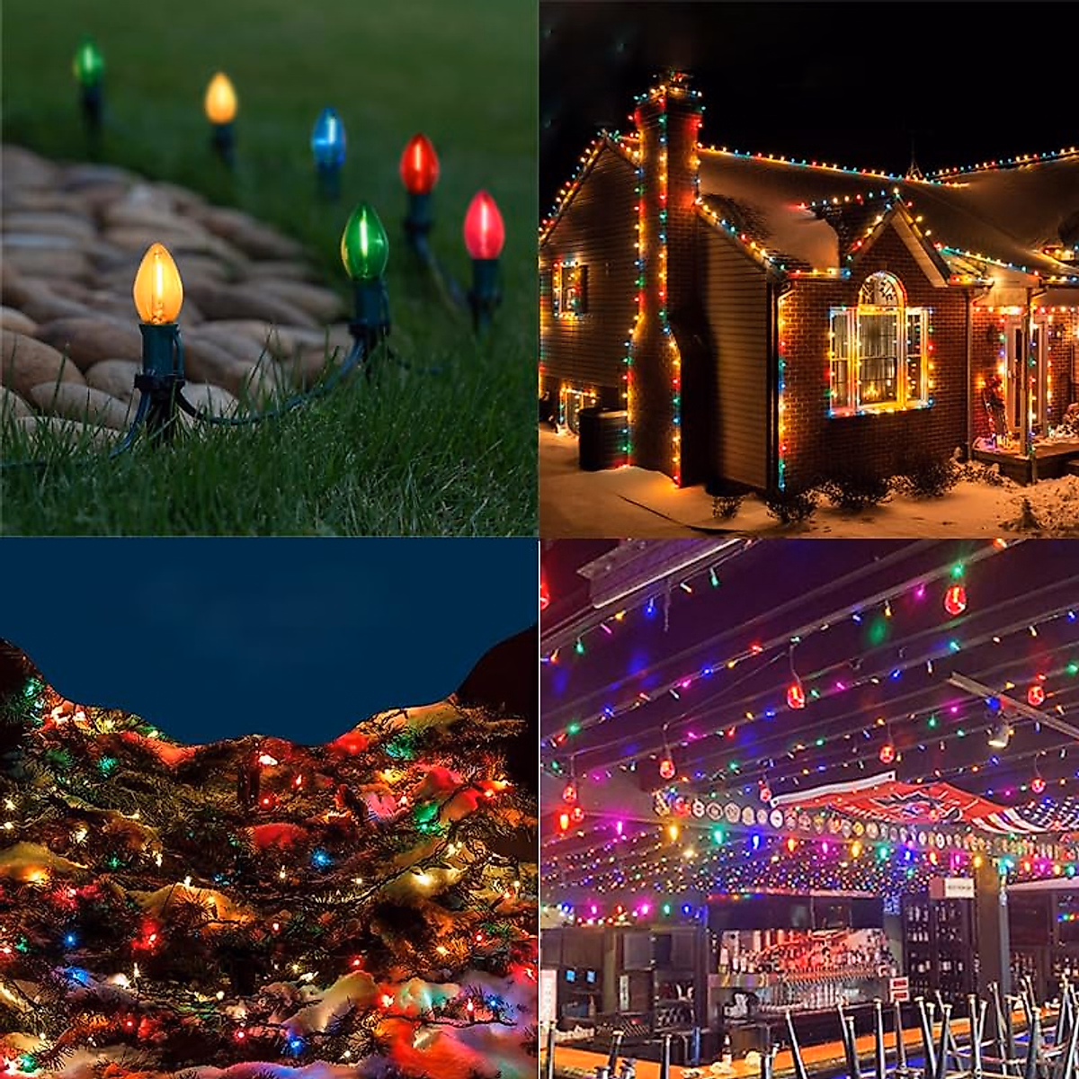 VENUSOP 5 Pack C7 Orange LED Replacement Christmas Light Bulbs,E12 Candelabra Base, Shatterproof Plastic, for Christmas Outdoor String Lights (Orange)