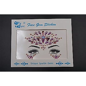 face jewels festival for women mermaid purple face gems glitter halloween Rhinestone Face tattoo Eyes face body temporary tattoos for edm music festival (S056)