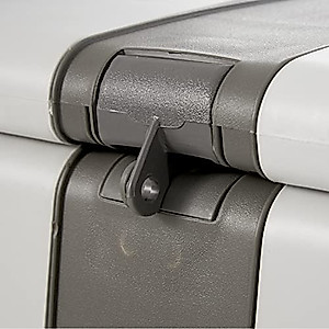 Homeplast Bold Indoor Outdoor Plastic Storage Trunk Resin Deck Box for Storing Pillows, Patio Cushions, and Firewood, 79 Gallon Capacity, Gray/Anthracite