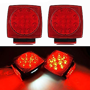 iBrightstar IP68 Waterproof Square LED Trailer Lights Kit - Utility Trailer Accessories with Brake Stop Tail Running License Plate Light for 12V Camper Truck Boat Snowmobile Marine Under 80", DOT