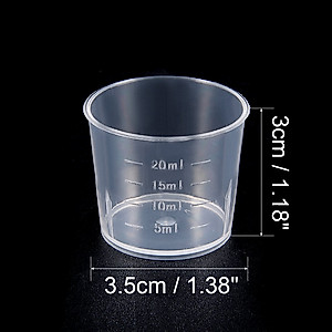 uxcell Measuring Cup 20ml PP Plastic Graduated Beaker Clear for Lab Kitchen liquids 20pcs