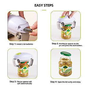 Wingosoph Electric Jar Opener, Kitchen Gadget Automatic Jar Opener with Less Effort for Woman Seniors with Arthritis, Weak Hands