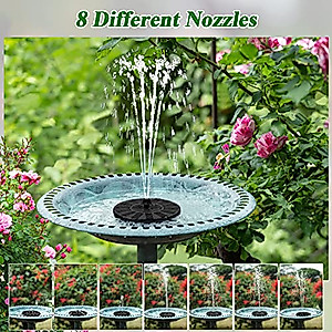 ZOLOCHEL Solar Fountain 100% Glass Covered, Solar Powered Hummingbird Water Fountain, Outdoor Bird Bath Fountain Pump with 8 Nozzles & 4 Fixers for Garden, Pond, Pool, Fish Tank Decoration