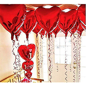 Ximkee 18 Inch Red Heart Foil Helium Balloons(10 PK) Valentines Day Wedding Engagement Decorations