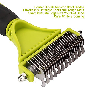 Pecute Pet Dematting Tool 2 Pack - Double Sided Undercoat Rake & Dematting Comb for Detangling Matted or Knotted Undercoat Hair, Great for Medium or Long-haired Dogs & Cats