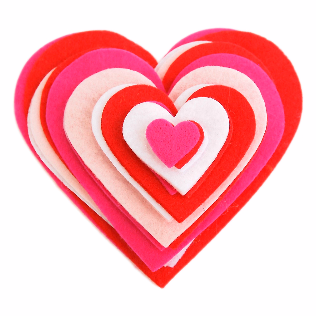 Playfully Ever After 1 to 6 inch Multi-Size Color Pack 24pc Felt Hearts (Red/Pink/LightPink/White)