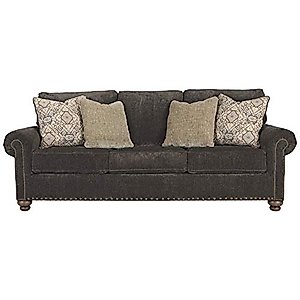 Signature Design by Ashley Stracelen New Traditional Queen Sofa Sleeper with Nailhead Trim, Dark Brown