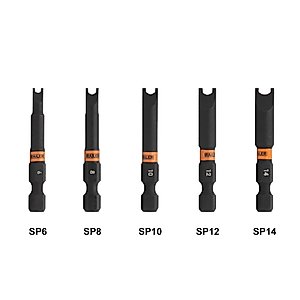 Spanner Screwdriver Bit Set - Railer 5PC S2 Steel 2" Spanner Snake Eyes Impact Driver Bit Set With A Tool Storage Bit Holder & Carabiner