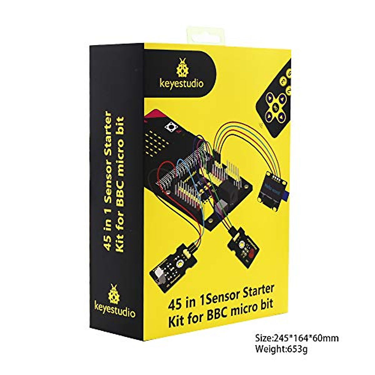 KEYESTUDIO 45 Sensors Starter Kit with Micro:bit V2.2 for Learning Microbit V2 Coding, Sensor Breakout Board, i2c LCD, OLED Display, Water Sensor, 5v Relay Accessories with Tutorials for Teens Adults