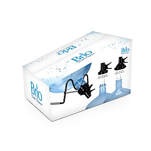 Brio Metal Plated 3-5 Gallon Water Jug Stand and 2 Dispenser Valves, Rust-Resistant Non Slip Water Stand with BPA Free Fast Flow Water Spout Fits Both 48mm and 55mm Bottles 2 CAPS Included (Black)