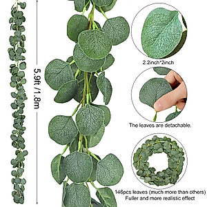 CEWOR 3 Pack Artificial Eucalyptus Garland 146 Leaves Greenery Silk Leaves Vines Artificial Silver Dollar Eucalyptus Plants for Wedding Party Home Decoration