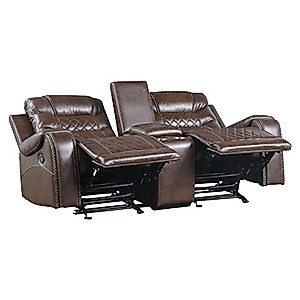 Lexicon Derringer Wall Hugger Manual Double Glider Reclining Loveseat, Brown