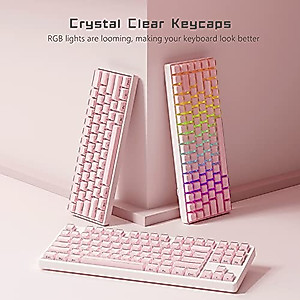 XVX Keycaps - Crystal Jelly Keycaps, Custom Keycaps 113 Keys, Side Printed Keyboard Keycaps OEM Profile Pink Keycaps for 61/68/84/87/98/100 Cherry Gateron MX Mechanical Keyboard