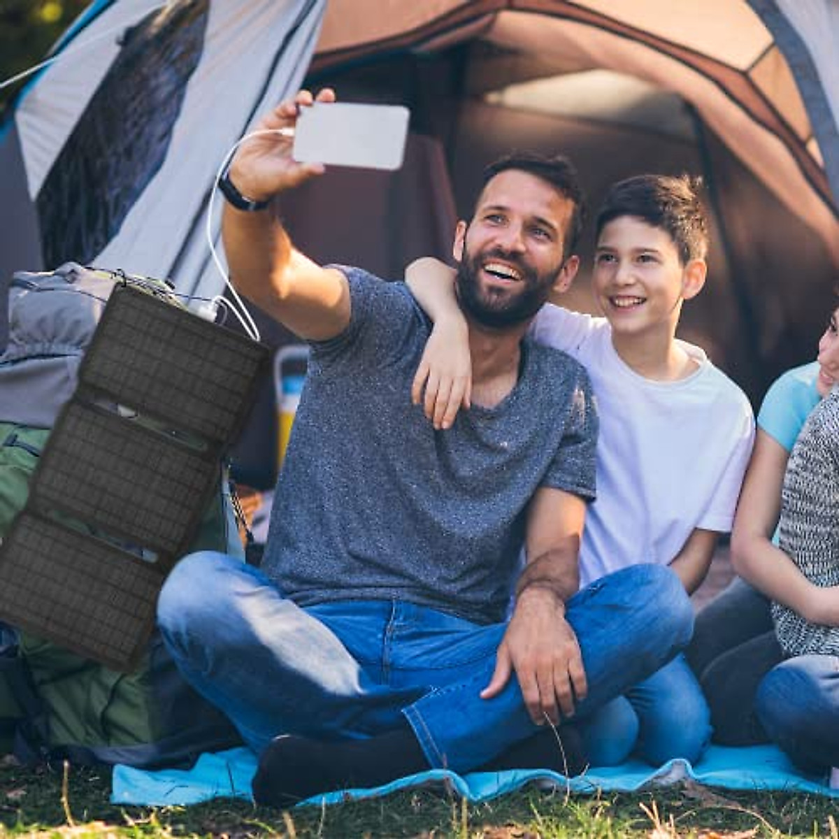 FlexSolar 15W Small Solar Panel Charger USB-A Max 5V 3A Output ETFE Lightweight Foldable Portable Powerfilm Energy IP67 Waterproof Emergency Camping Hiking Backpacking for cell phones Fans Flashlights